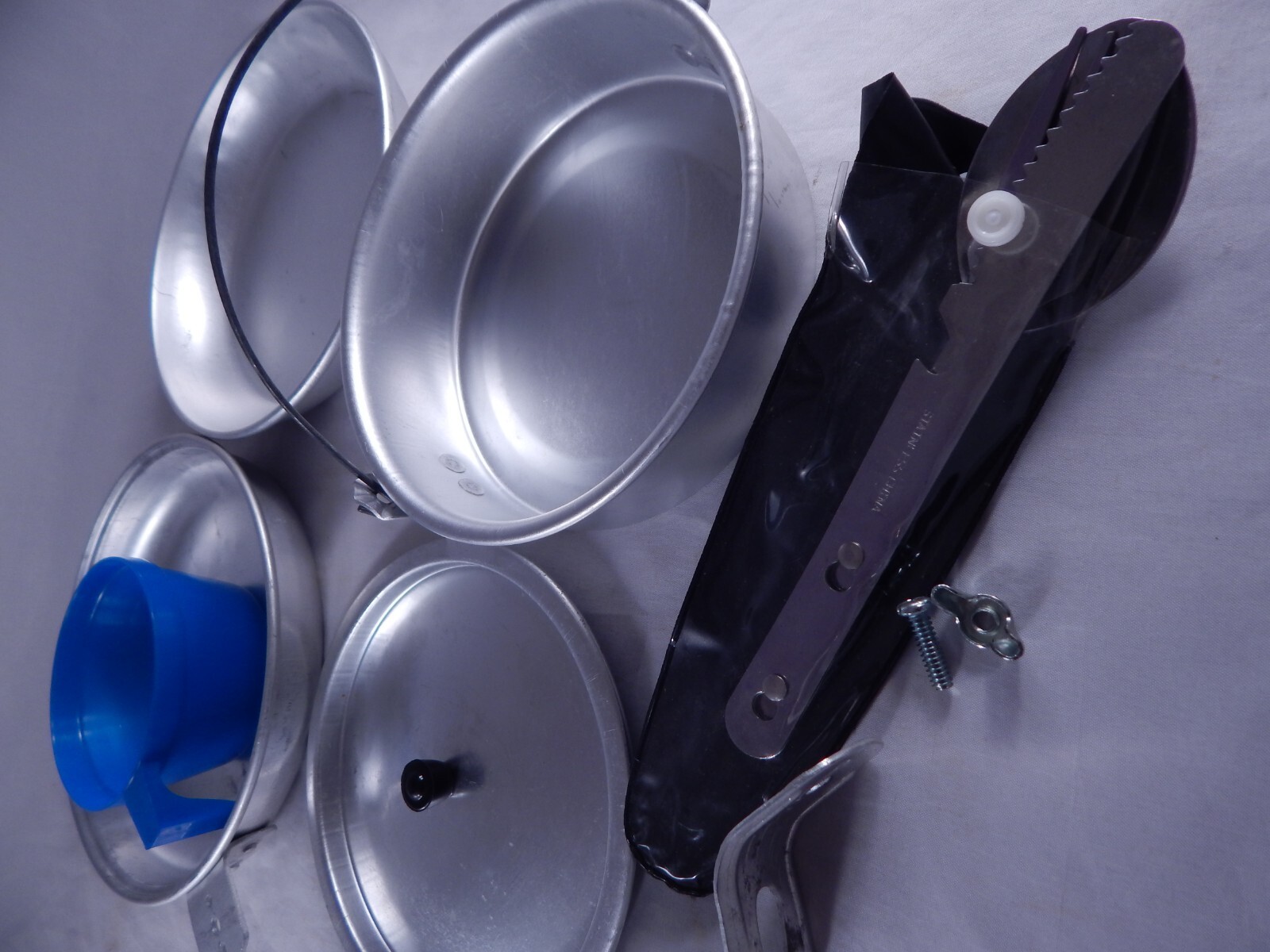 Vintage Aluminum Military Style Mess Kit Cup Pans Dish Knife Fork Spoon ...