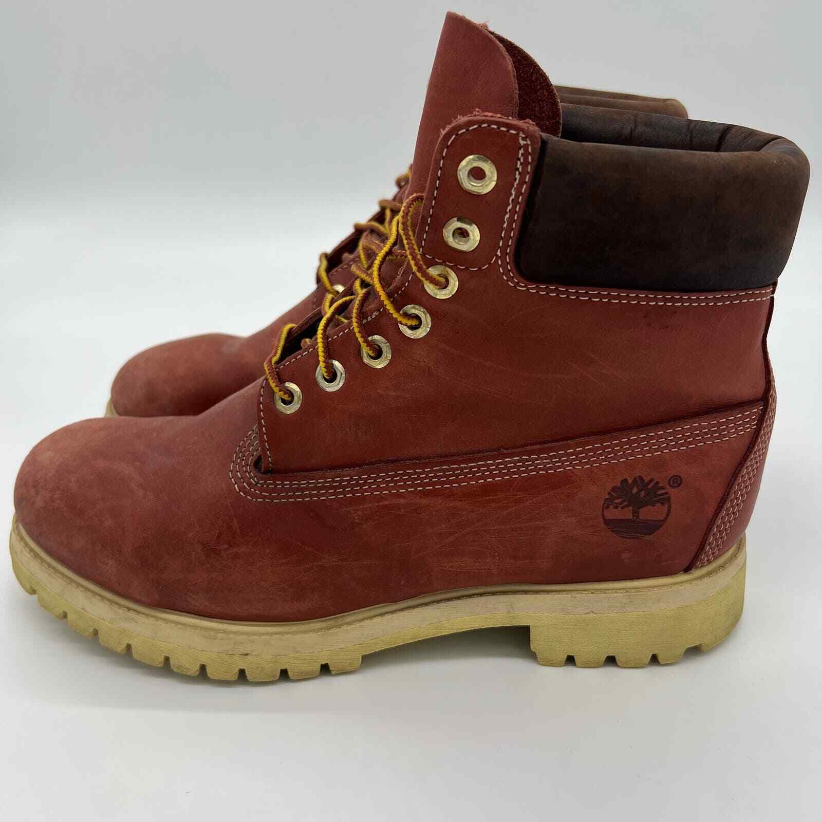 VINTAGE Timberland Red Leather Work Boots Mens Size 11 Combat