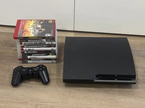 Sony PlayStation 3 Slim PS3 Gaming Console Bundle w/ 10 games + Power ...