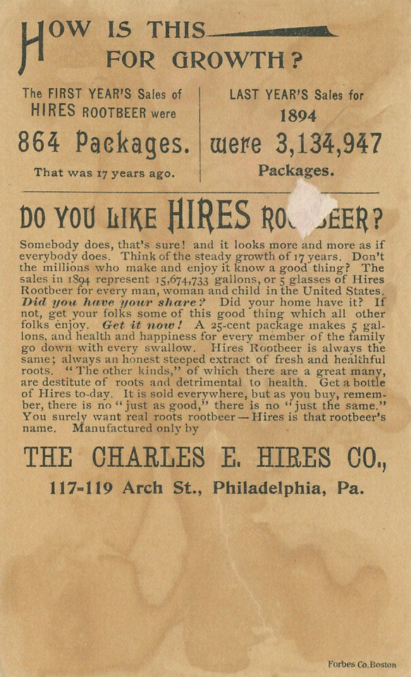 Hires Root Beer Trade Card 1895 Soda | eBay
