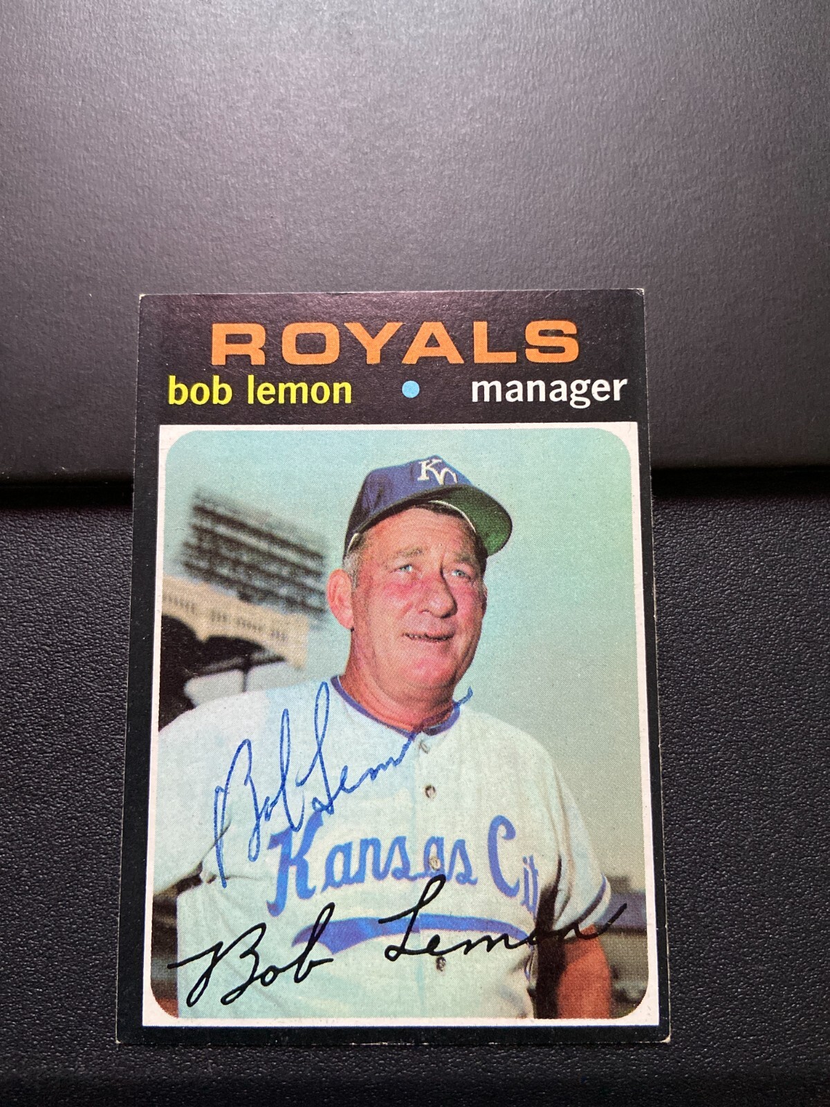 1971 Topps #91 Bob Lemon Autograph Kansas City Royals signed front d ...