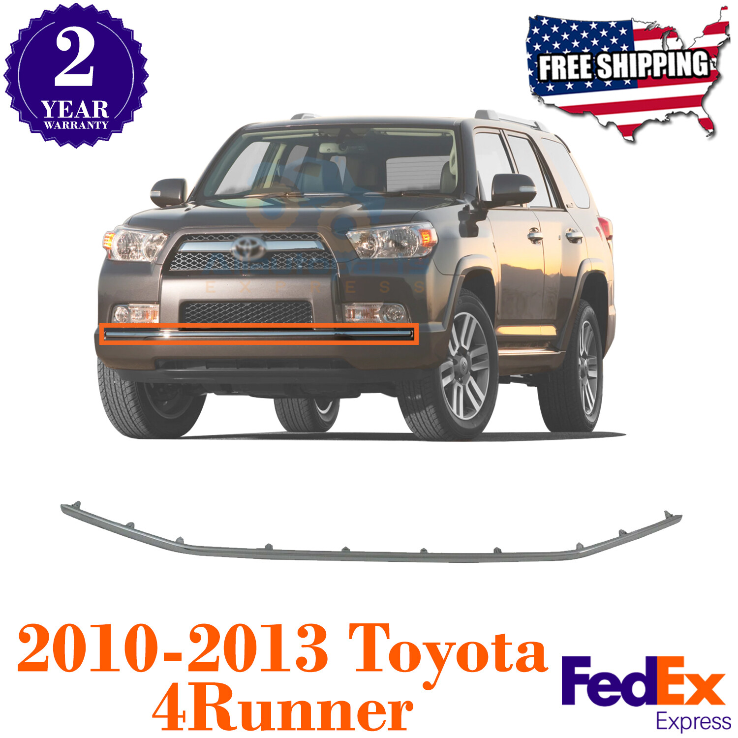 Front Bumper Molding Trim Chrome For 2010-2013 Toyota 4Runner | eBay