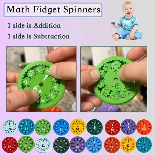 Math Facts Fidget Spinners Addition Multiplication Game Educational Toy ...