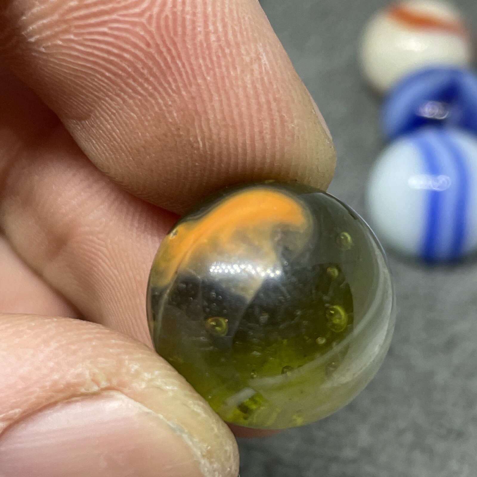 Original Antique Vintage Old Marbles Lot Swirl Blue Green Orange White ...