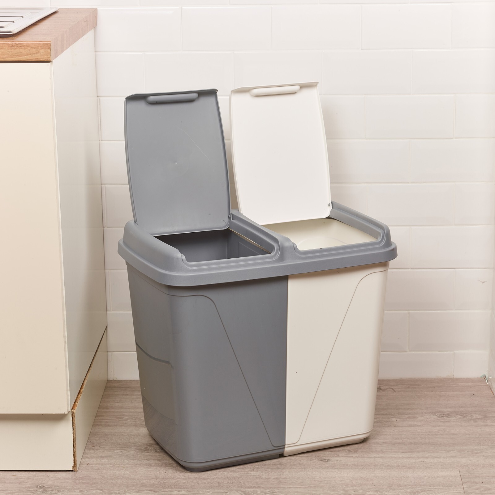 60/90L Double Kitchen Recycling Laundry Duo Bin Garbage Under Cabinet ...