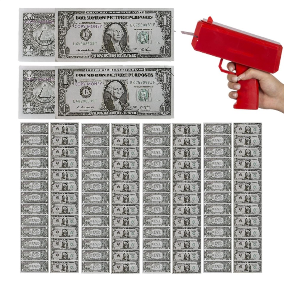100 Fake Dollar Notes For Cash Cannon Money Gun Copy Toy Wedding Party ...
