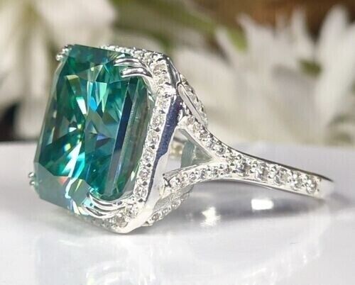 Gorgeous 50 ct Lab Created Blue Diamond Ring 925 Sterling Silver With ...