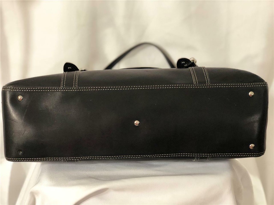 COLE HAAN Trinity F04 Solid Black Leather Large Shoulder Bag | eBay