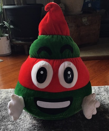 GREEN/RED POO emoji throw pillow Poop Face stuffed plush Classic Toy Co ...