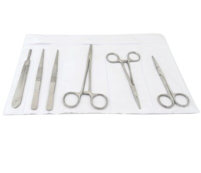6 Pc INSTRUMENTS MINOR SURGERY SUTURE SET FORCEPS With White Pouch DS ...