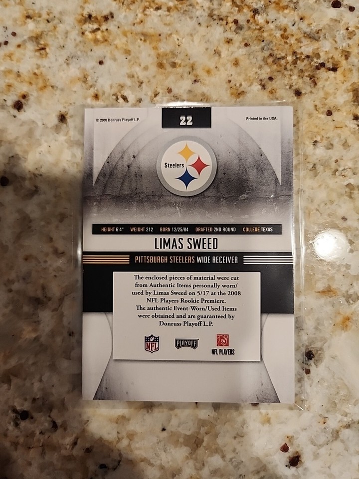 2008 Absolute NFL Rookie Jersey Collection Limas Sweed Pittsburgh ...