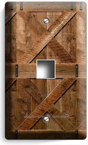 RUSTIC WOOD RANCH BARN DOOR STYLE LIGHT SWITCH OUTLET PLATE LOG CABIN ...