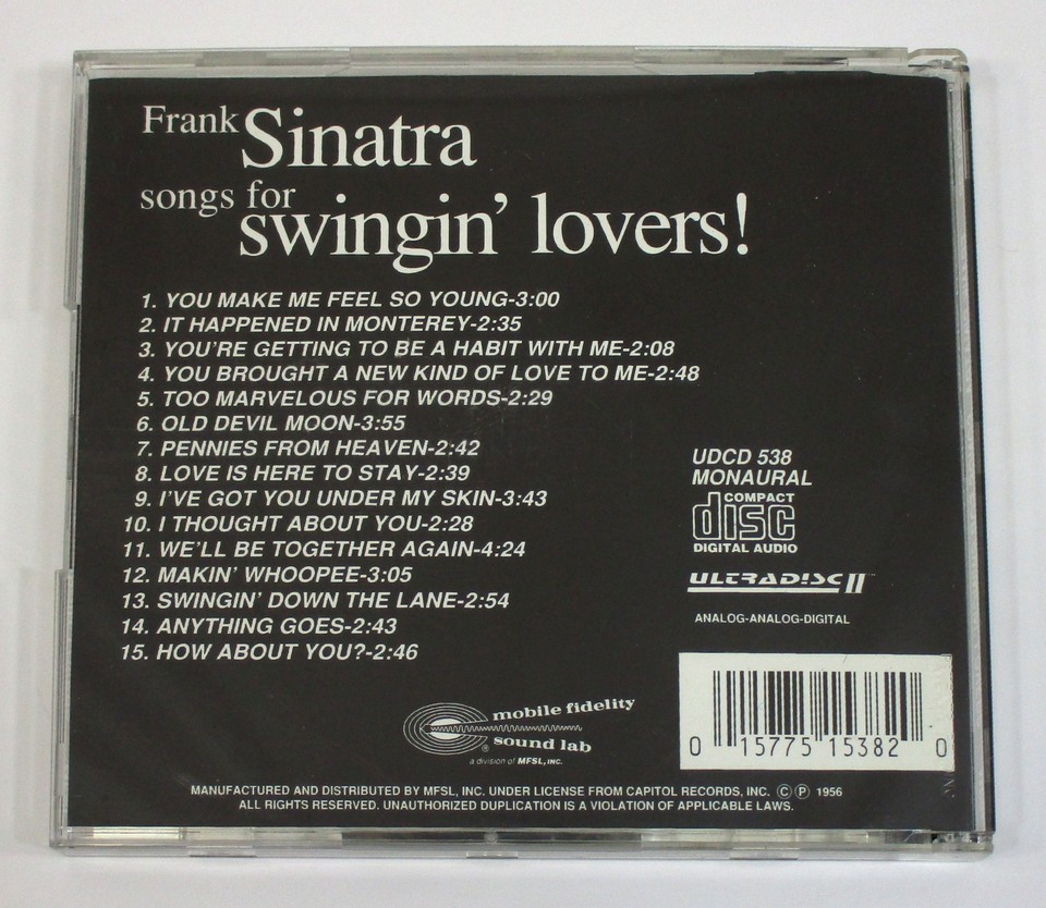 MFSL Frank Sinatra Songs For Swingin' Lovers! 24kt GOLD Disc CD UDCD ...