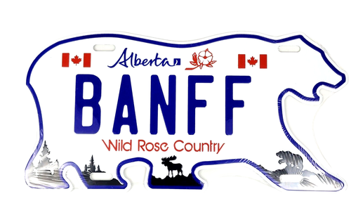 ALBERTA BANFF WILD ROSE COUNTRY Bear Shape Aluminum Vehicle License ...