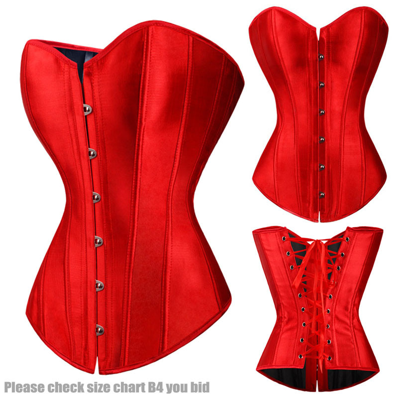 UK Plus Size Women Steampunk Gothic Corset Tops Lace Up Bustier Basques ...