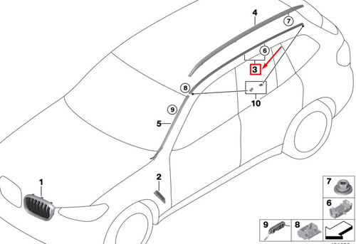 NEW BMW X3 G01 RIGHT ROOF TRIM STRIP 51137399026 | eBay