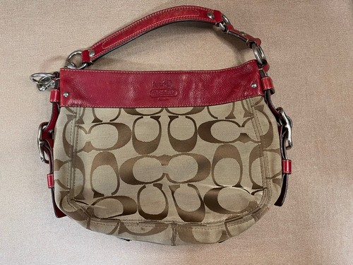 COACH Signature Red Leather Hobo Satchel Shoulder Bag… - Gem
