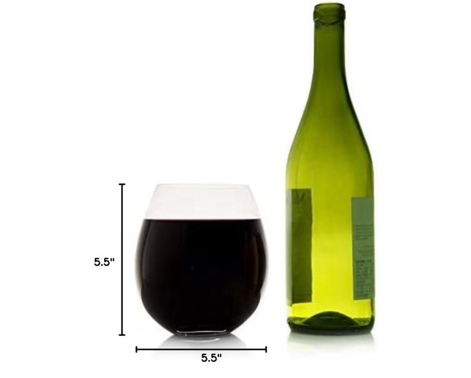 Big Betty - Premium XL Stemless Jumbo Wine Glass 2 Pc Set Clear Open ...