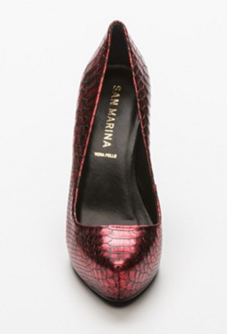 Escarpins San Marina Véritable Cuir rouge intense façon Python T.37 ...