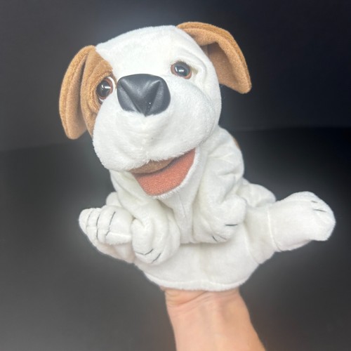 Folkmanis Small Dog Hand Puppet Toy White Brown Spots Realistic St ...