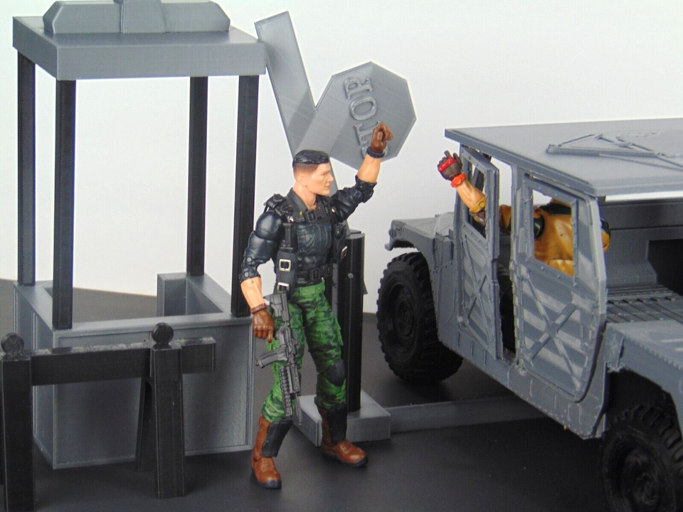 Custom 1:12 Scale Military Vehicle Checkpoint Guard Barrier Diorama ...