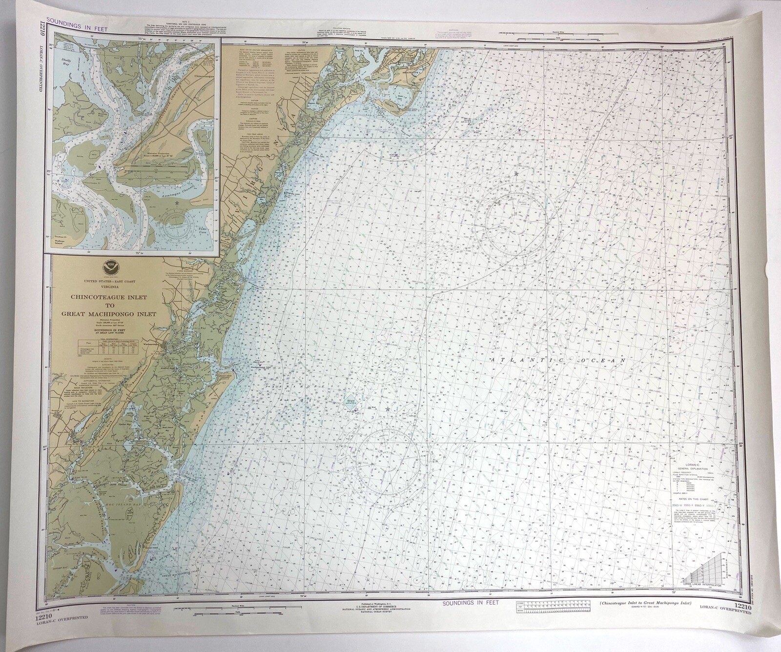 US East Coast Map Chincoteague Inlet Great Machipongo Inlet Virginia ...