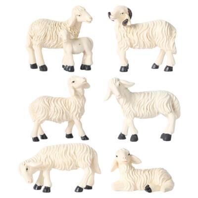6PCS Sheep Toys Animal Figurines Dollhouse Miniature Resin Ornament ...