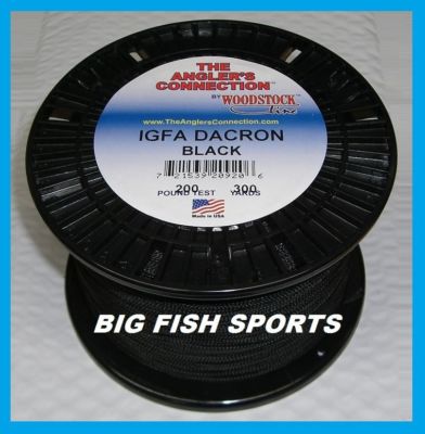 WOODSTOCK BRAIDED DACRON Fishing Line Black Color 200lb-300yd NEW! FREE ...