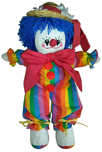 OOAK Vtg RAINBOW Clown Core Yarn Hair RAGDOLL 18" Festive Colors PLUSH ...