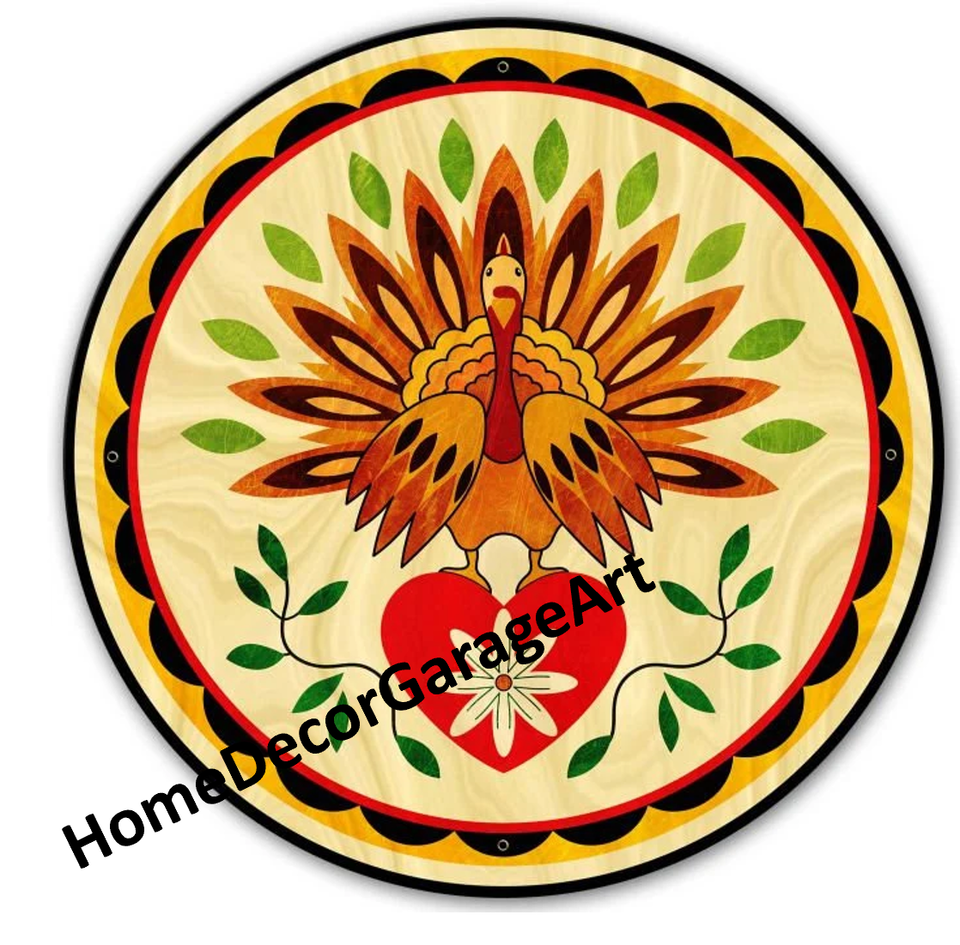 Barn Hex Sign Metal, Pennsylvania Dutch Turkey Design Pattern Wall Art ...