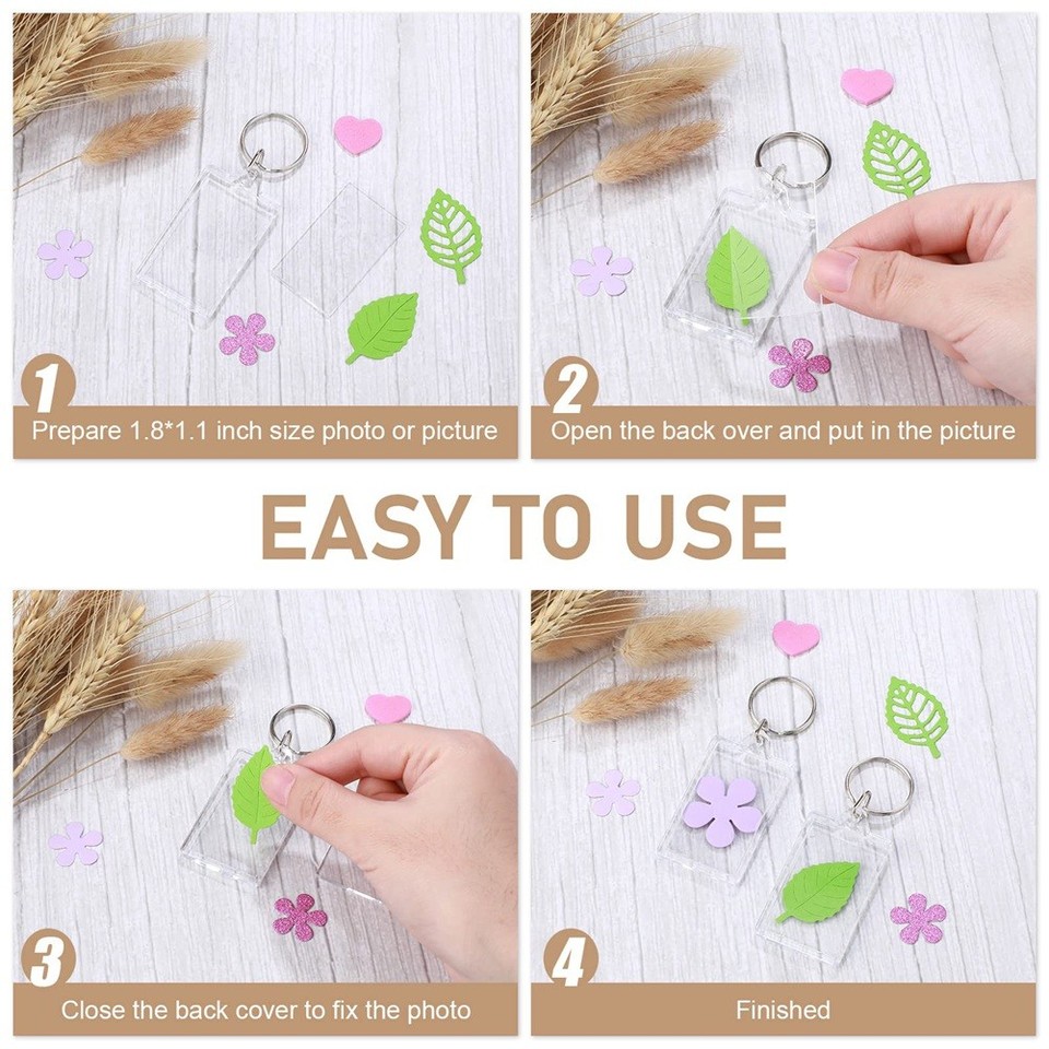 150 Pack Clear Acrylic Photo Picture Keychain Blank Photo Insert ...