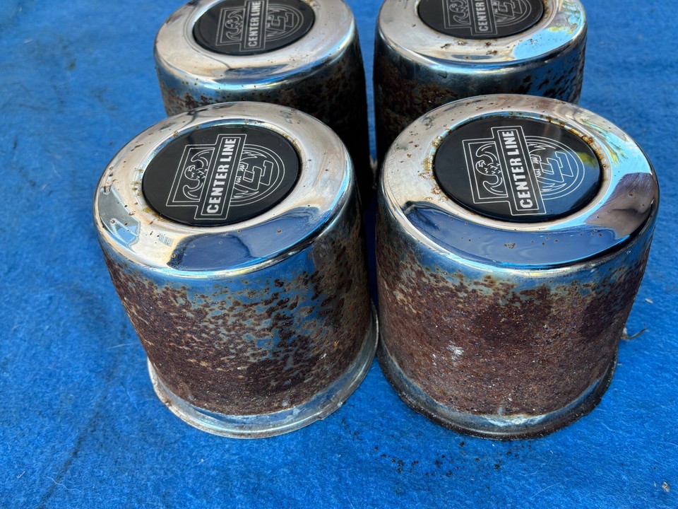 (4) CENTERLINE ALUMINUM CENTER CAPS PRO WHEELS VINTAGE RIM 4X4 OFF ROAD ...