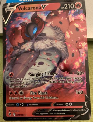 Pokemon Volcarona V ULTRA RARE 021/203 Evolving Skies Sword & Shield | eBay