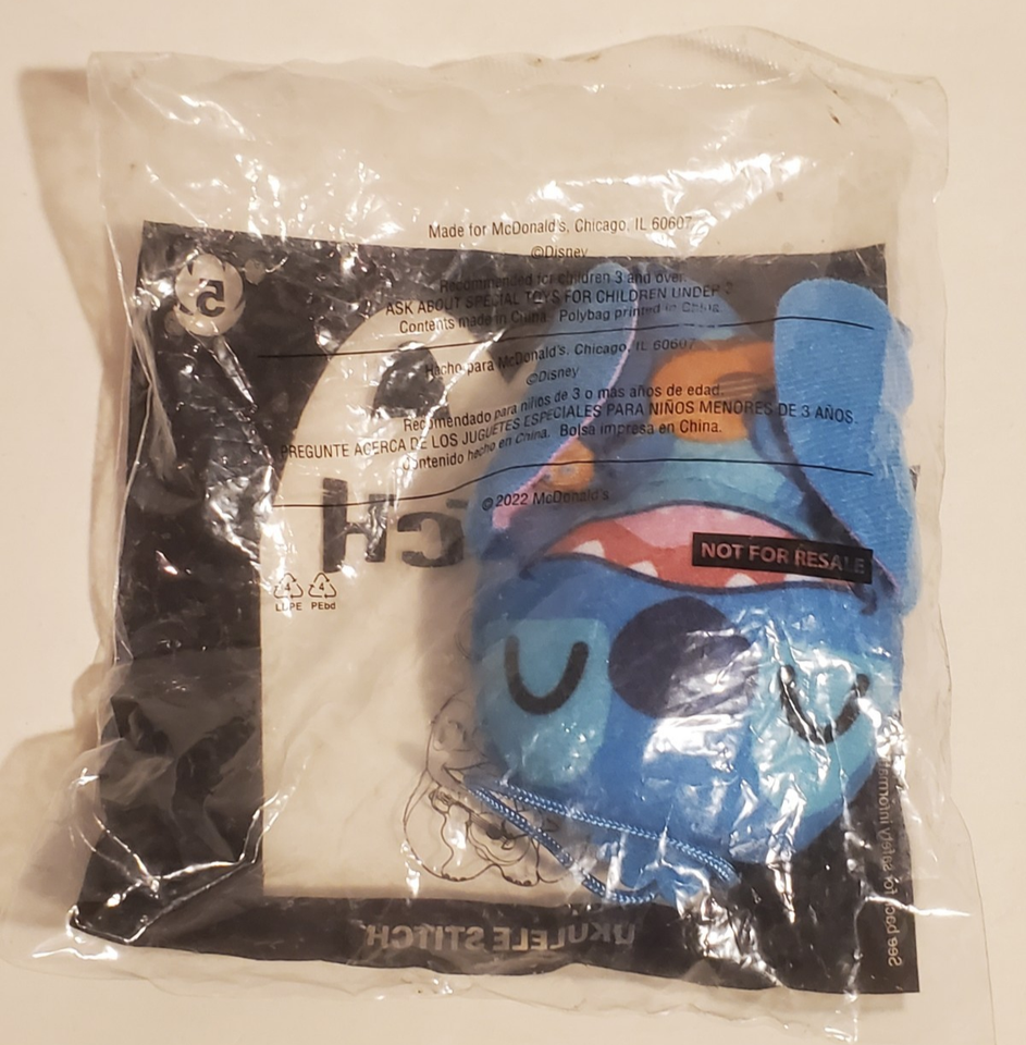 DISNEY McDONALD'S RESTAURANT UKULELE STITCH SOFT PLUSH HAPPY MEAL TOY ...