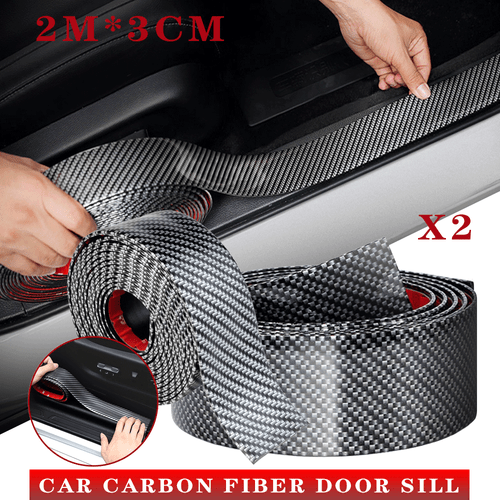 4M Accessories Carbon Fiber Car Door Plate Scuff Sill Cover Anti ...