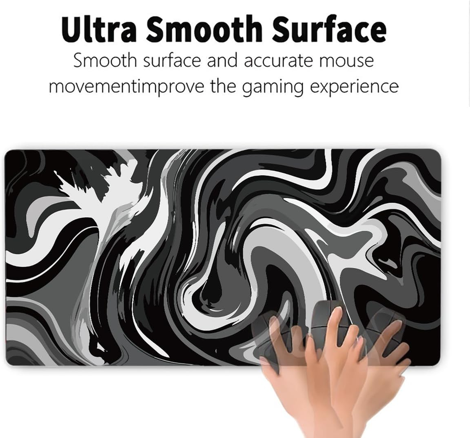 Large Gaming Mouse Pad - Black and White Mouse Pad with Stitched Edges ...