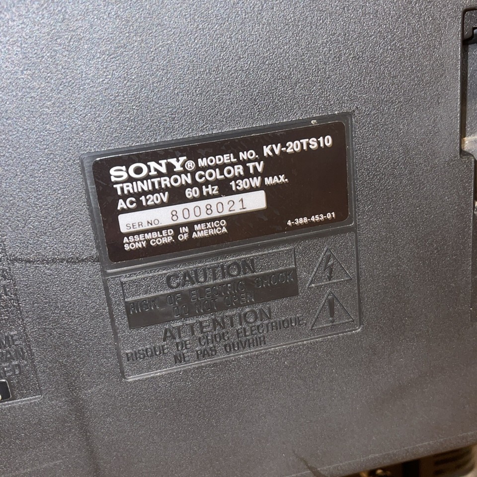 SONY TRINITRON KV-20TS10 20 INCH CRT TV RARE MODEL GREAT FOR GAMING ...