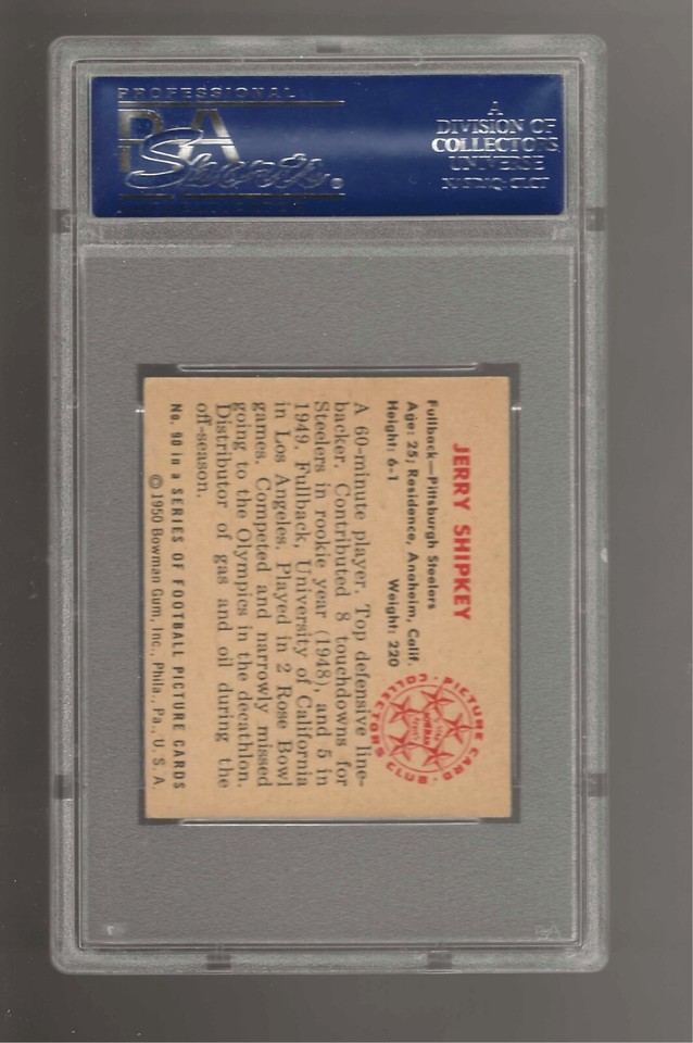 1950 Bowman #90 Jerry Shipkey Steelers RC Rookie PSA 6 EX MINT | eBay