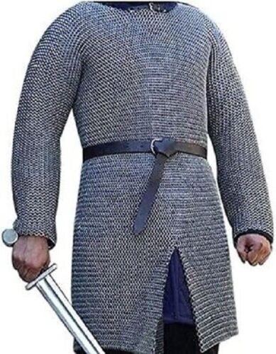 Medieval Mild Steel Butted Chainmail Shirt Full Sleeves Long Length ...