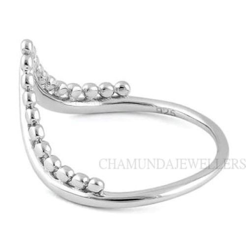 925 Sterling Chevron Ring Double Layered Bead Wishbone Minimalist v ...