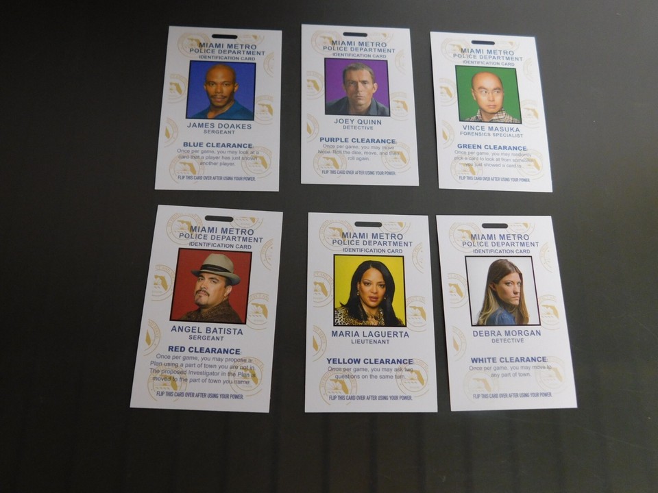 USAopoly Clue: Dexter Board Game 6 Personality Cards and Envelope Parts ...