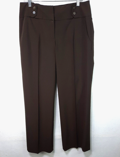 Etcetera Pants Women's Sz 10 Brown Flat Front Straight Leg Corpcore ...