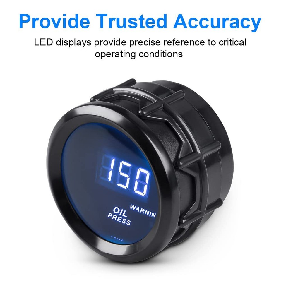 0-150 PSI 2'' 52mm BLUE Light LED Digital Oil Pressure Gauge Meter W ...