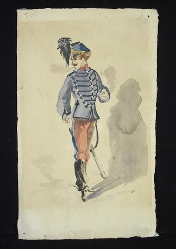 Drawing Original XIX? Isidor Pilsner? Signed Soldier Army Elegant | eBay