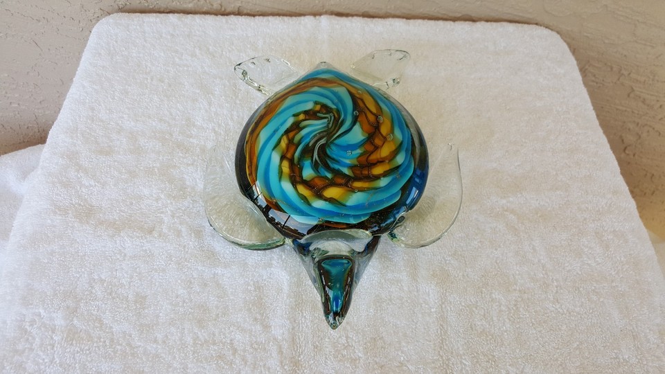 Blue, Green, and Brown Swirl Shell Glass Turtle - FAST + FREE Shipping ...