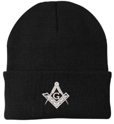 Masonic Hat Winter - Black Beanie Cap - Black and White Standard Masons ...
