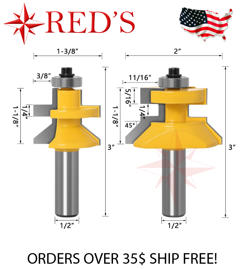 REDS Y76340-8 - V Groove & Matched Tongue V Notch Router Bit Set 1/2 ...