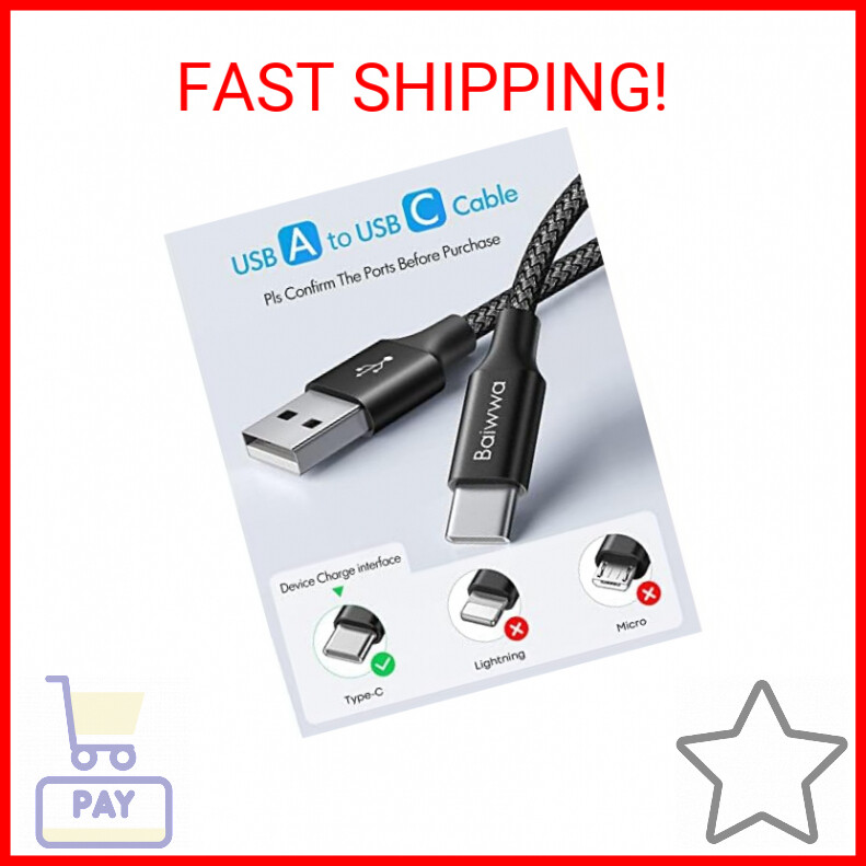 Baiwwa [ 15ft/4.6m ] Extra Long USB C Cable, Premium Nylon Braided USB ...