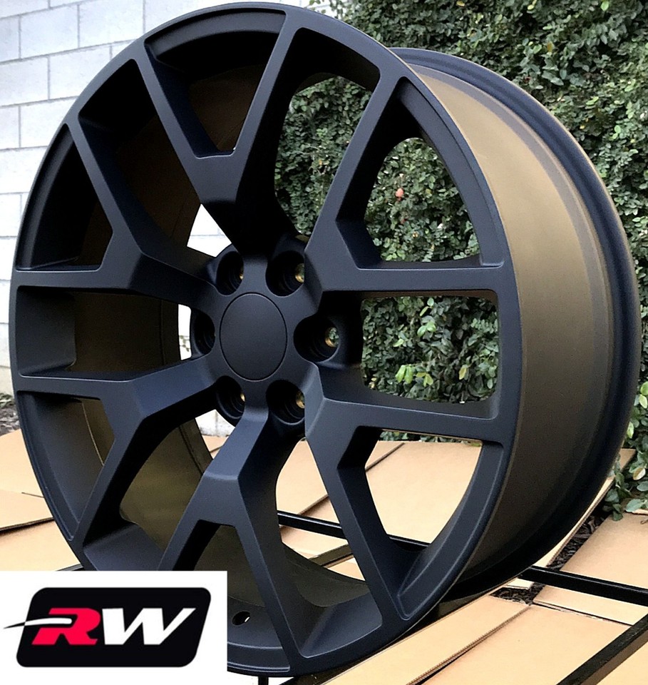 22" inch 22 x9" Wheels for Chevy Suburban Matte Black GMC Sierra 2014 ...