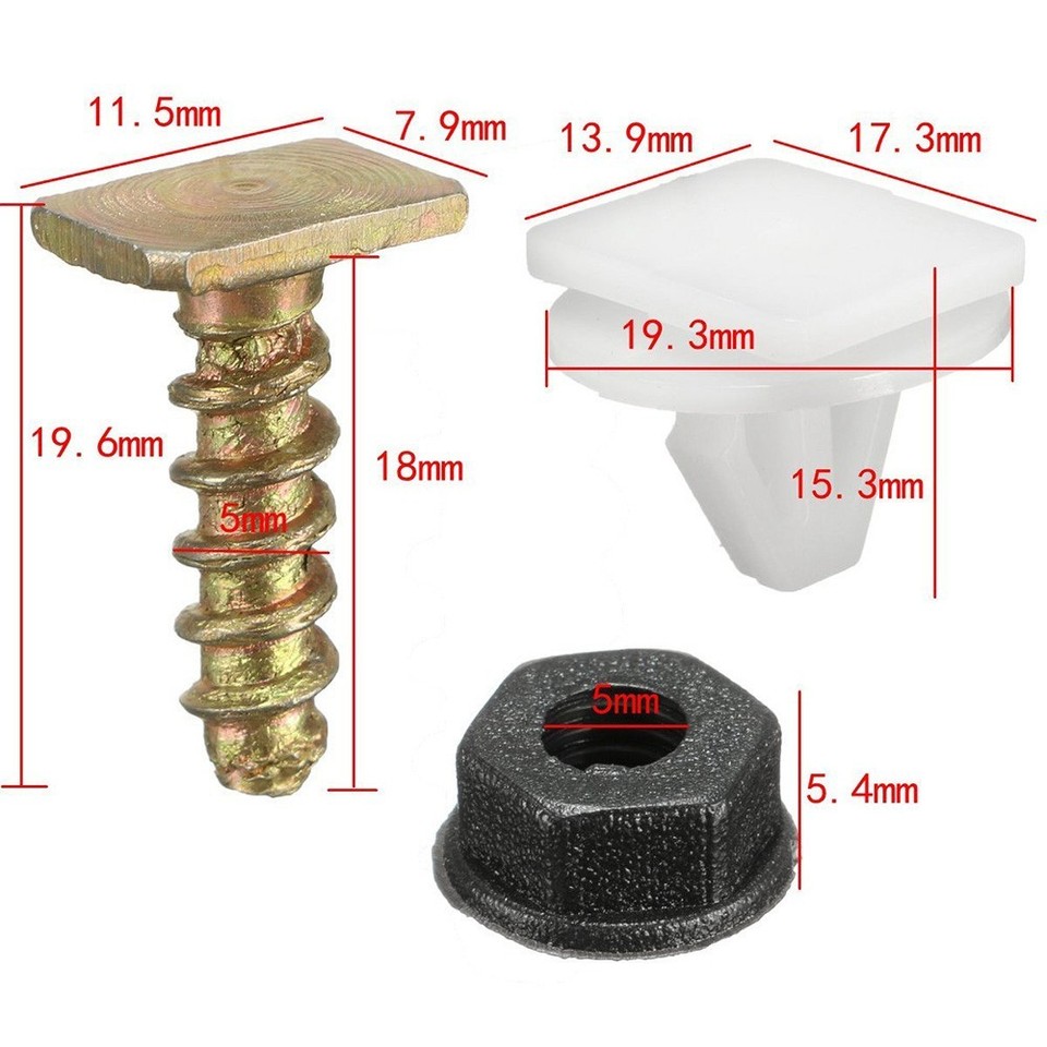 Trim Fastener Clips 4*Plastic White Clips Arch Bolt For Vauxhall Corsa ...
